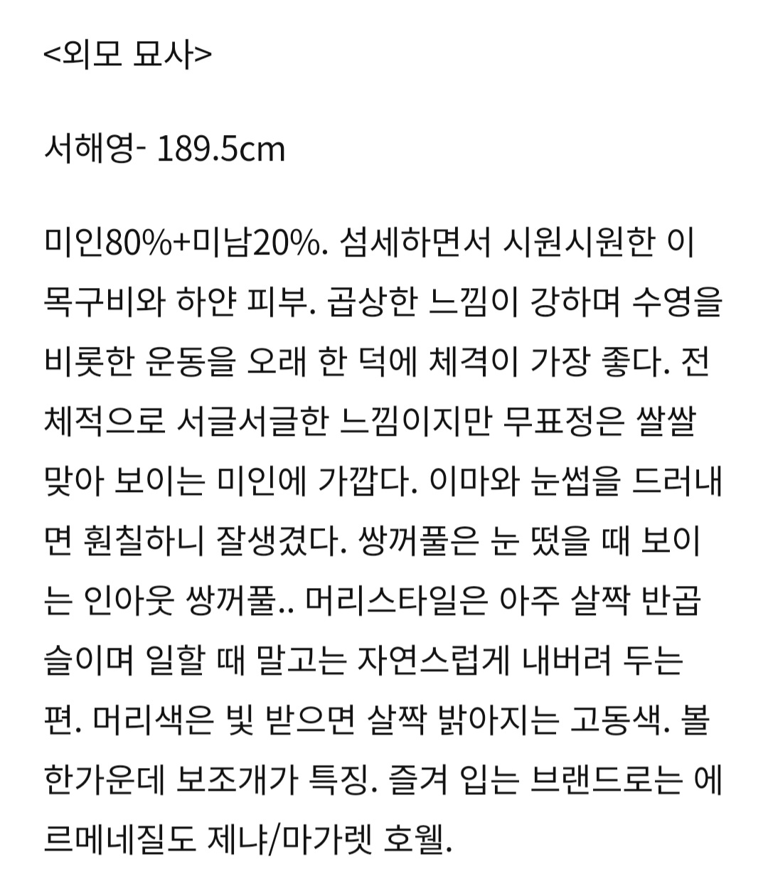 투디갤 소설 논제로섬 캐릭터 설정 보실